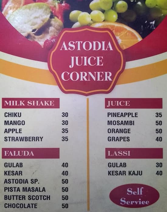 Menu of Astodia Juice Corner, Astodia, Ahmedabad