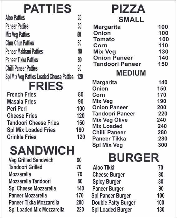 Menu of The Pizza House, Model Town 3, New Delhi