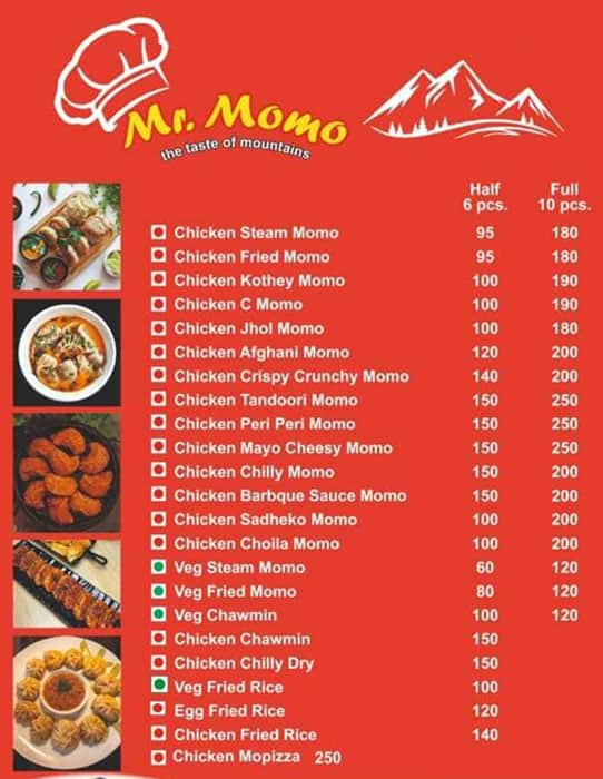 Menu of Mr. Momo, Isanpur, Ahmedabad