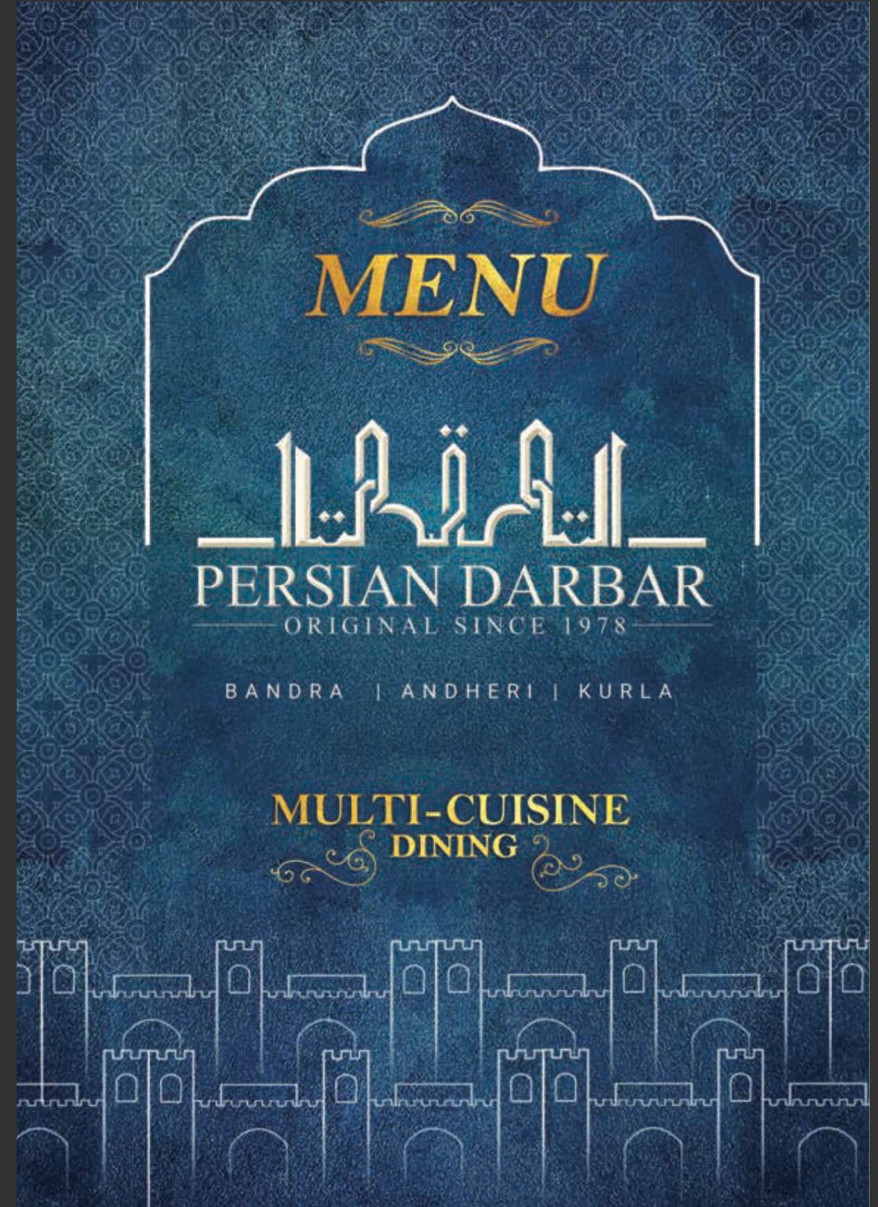 Menu at Persian Darbar Pune, Pune