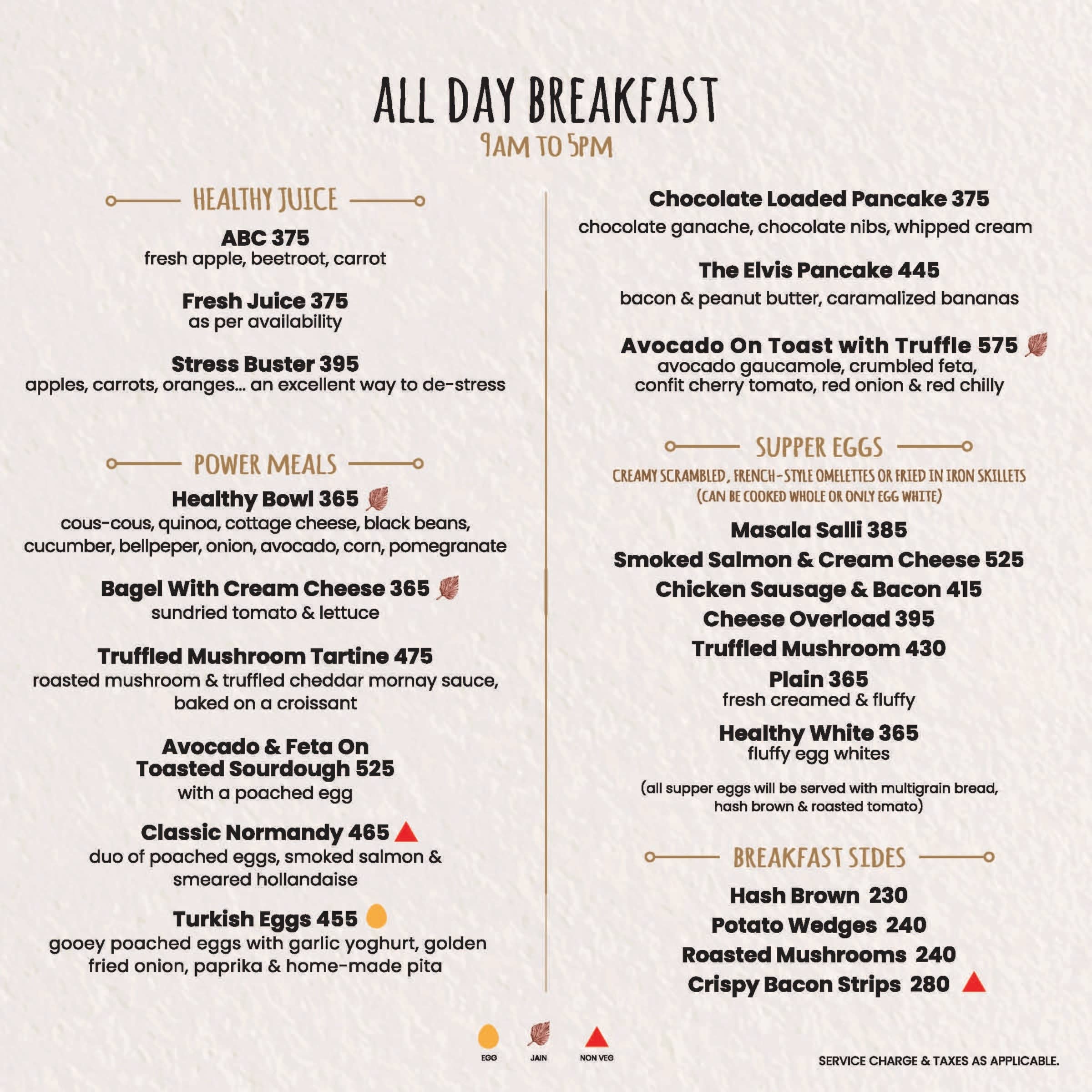 Menu of KOA - Cafe & Bar, Juhu, Mumbai