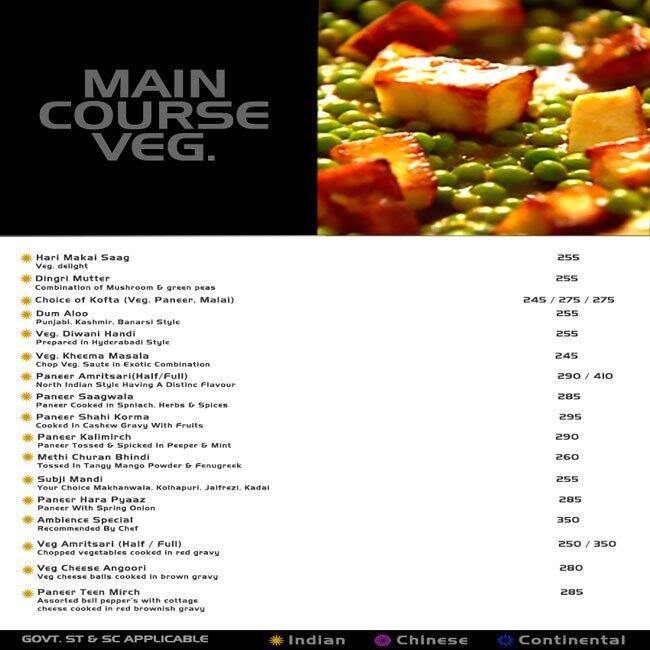 Menu at Ambience All Day Dining, Mumbai