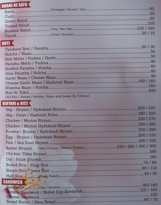 Menu at Fountain Inn, Mumbai, 7-7A