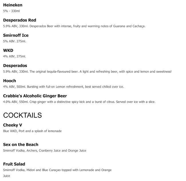 Menu at Freeman Arms pub & bar, Ashford