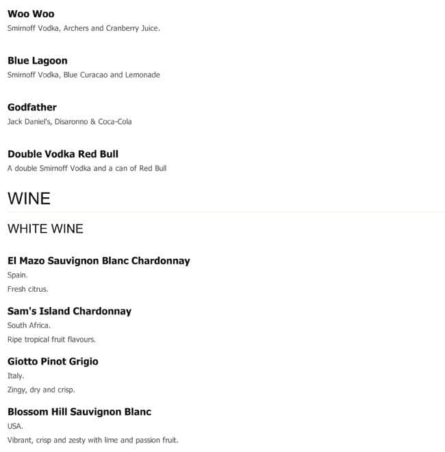 Menu at Freeman Arms pub & bar, Ashford