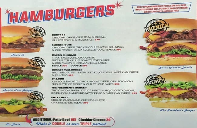 Menu at Johnny Rockets Philippines restaurant, Quezon City, JR 1 Bldg