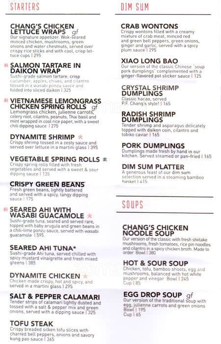 Menu at P.F. Chang's restaurant, Taguig, Ground Floor