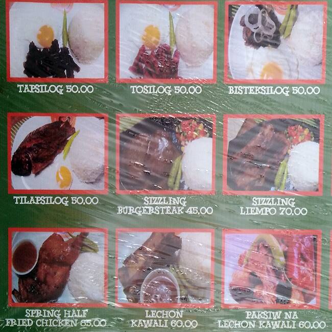 Menu at Terry's restaurant, Manila