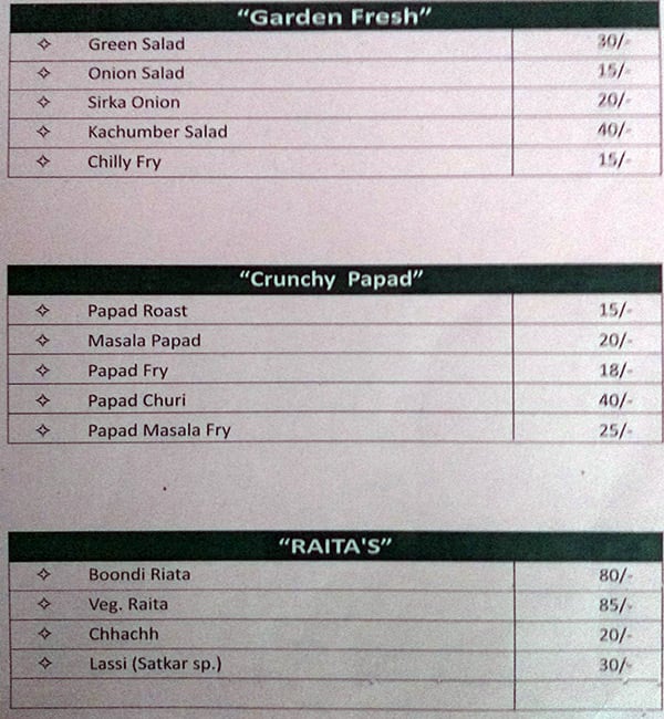 Satkar Pure Veg Menu, Menu for Satkar Pure Veg, Bhawar Kuan, Indore ...