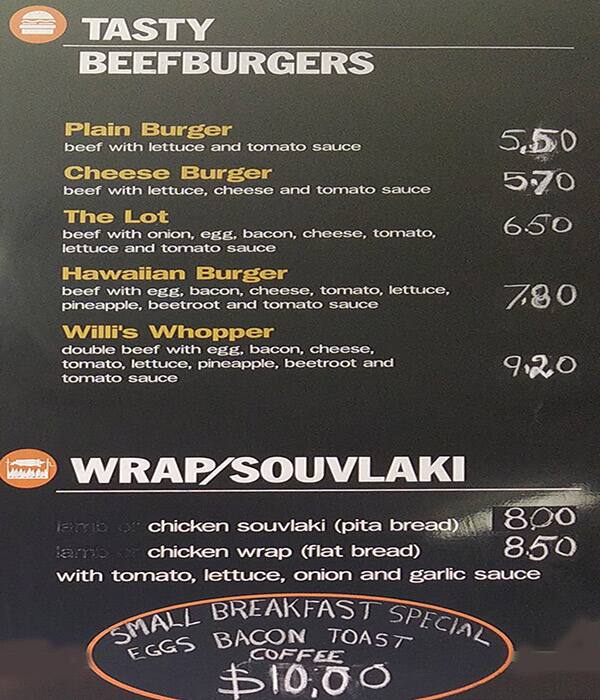 Menu at Braybrook Lunchroom cafe, Braybrook, 282 Ballarat Road