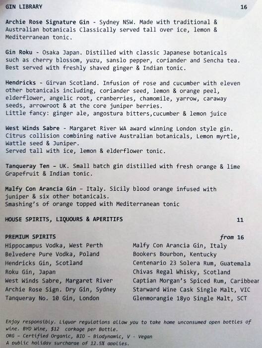 Menu at Kailis Bros Leederville restaurant, Leederville