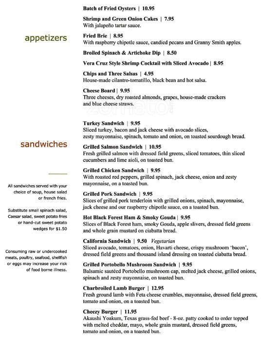 Menu at Huisache Grill restaurant, New Braunfels