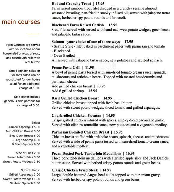Menu at Huisache Grill restaurant, New Braunfels