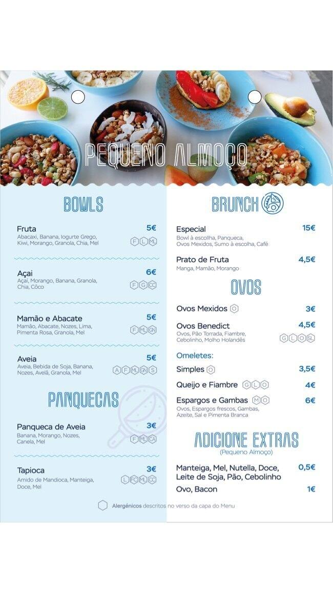 Menu em Vagas Bar, Matosinhos