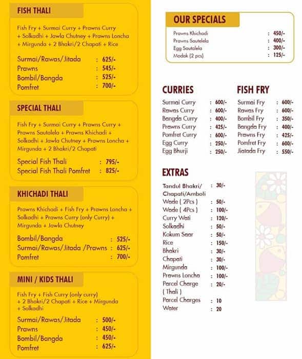 Menu of The Fish Thali, FC Road, Pune