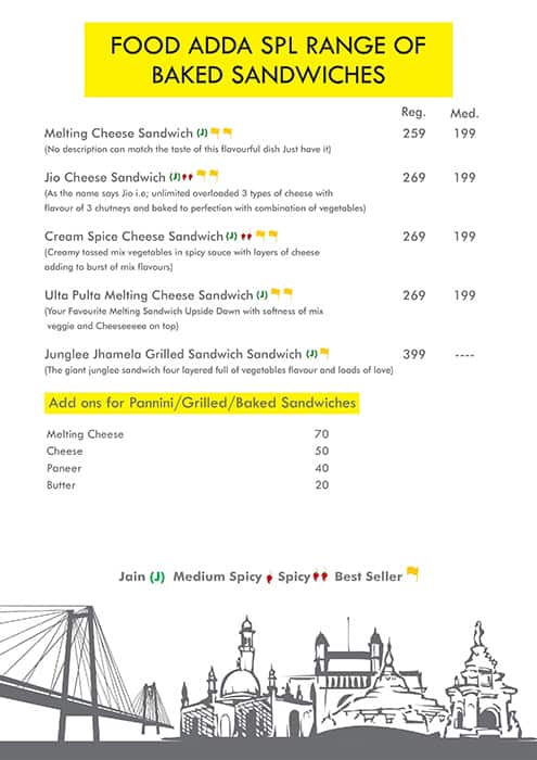 Menu at Food Adda Hyderabad, Hyderabad