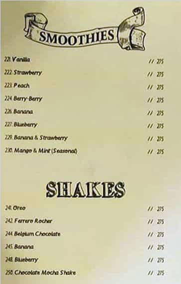 Menu of Diggin, Chanakyapuri, New Delhi