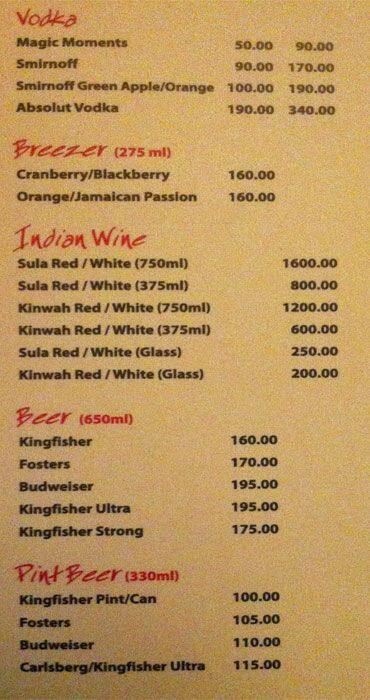 Menu at Kumar's The White House, Mysuru, Near Highway Circle