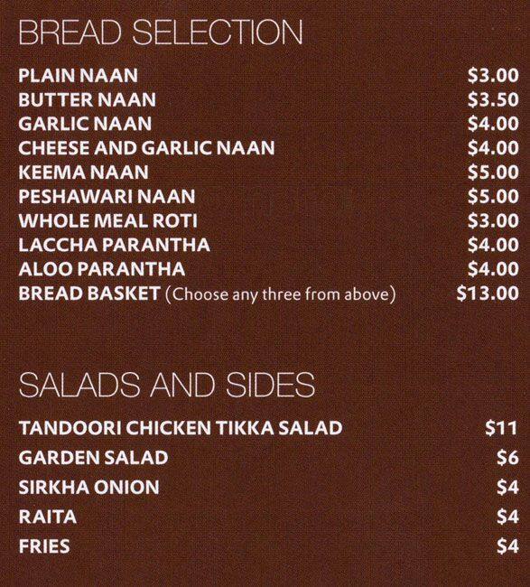 Menu at Spice Traders restaurant, Auckland, Amersham Way