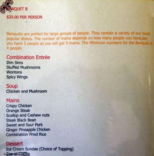 Menu at Silverstream Chinese Restaurant, Lower Hutt