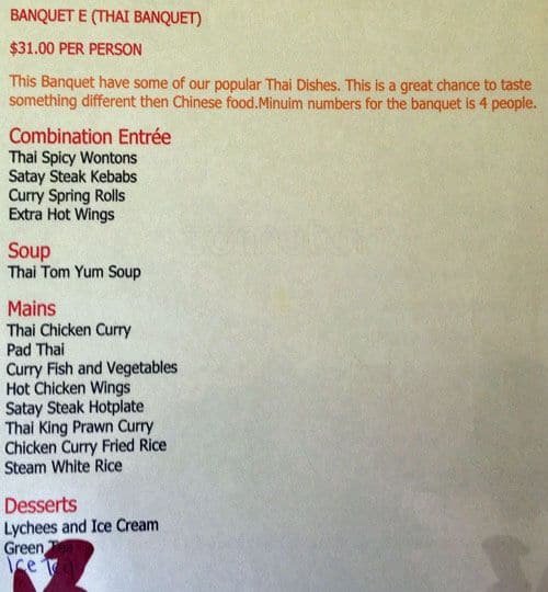 Menu at Silverstream Chinese Restaurant, Lower Hutt