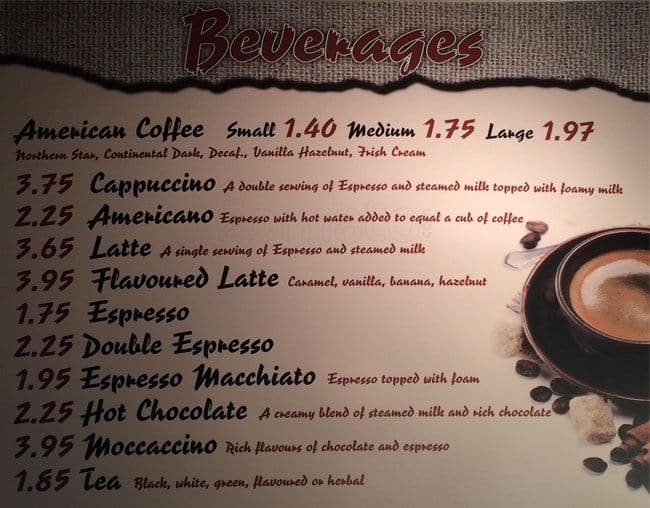 Menu at Caffe Prego cafe, Mississauga