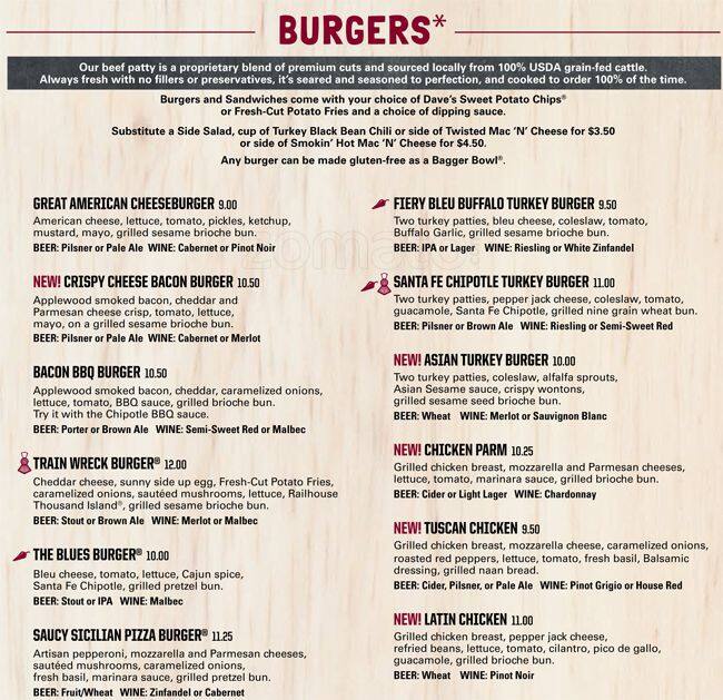 Carta del restaurante Bagger Dave's Burger Tavern - Grand Blanc, Grand ...