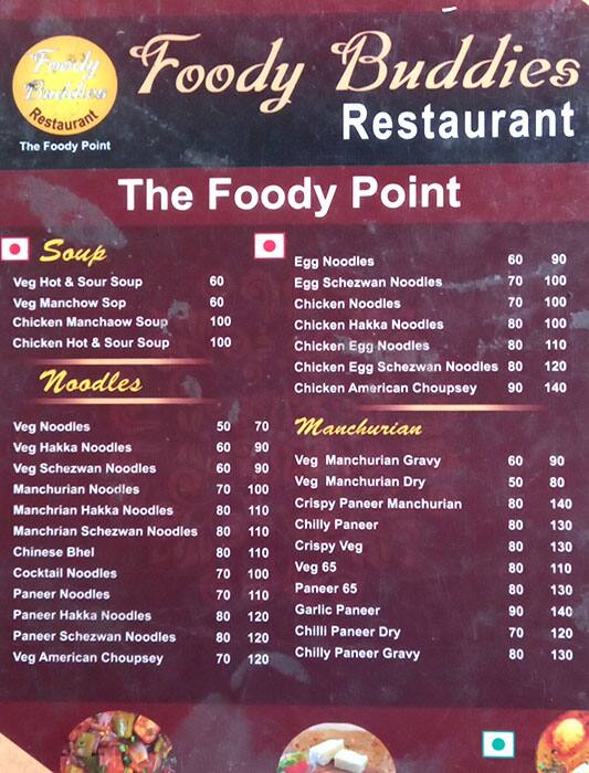 Menu of Foody Buddy's Restaurant, Manish Nagar, Nagpur