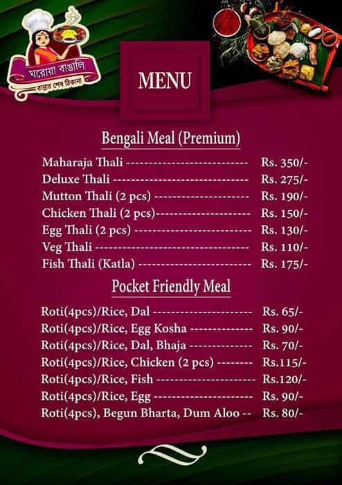 Menu at Ghoroa Bangali - Best Bengali Chinese Food Delivery, Kolkata