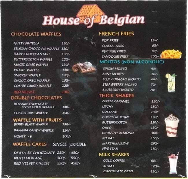 Menu at House Of Belgian, Bengaluru