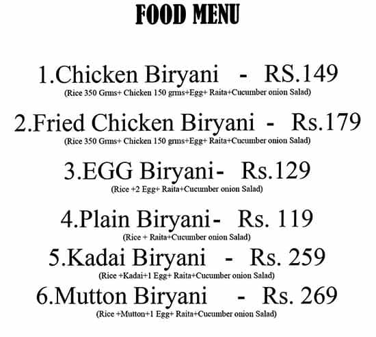 Menu Of Dads Food Chengalpattu Chennai