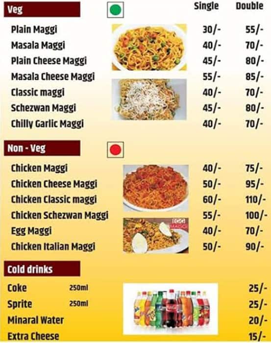 Menu of Desi Maggi Zone, Hindmotor, Kolkata