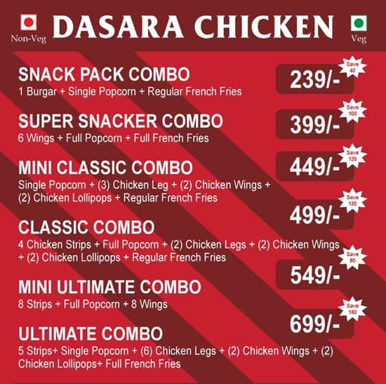Menu of Dasara Chicken, Jeedimetla, Hyderabad