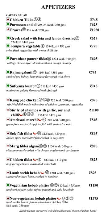 Menu of The Restaurant - Trident Hotel, Tajganj, Agra