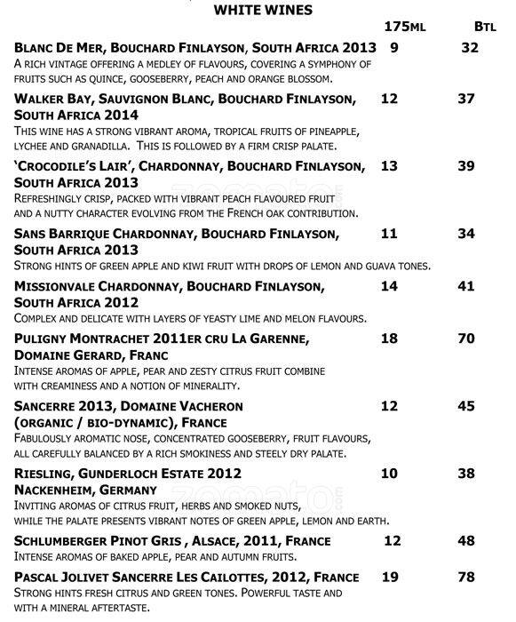 Menu at Executive Lounge Marriott pub & bar, London, Marriott London ...