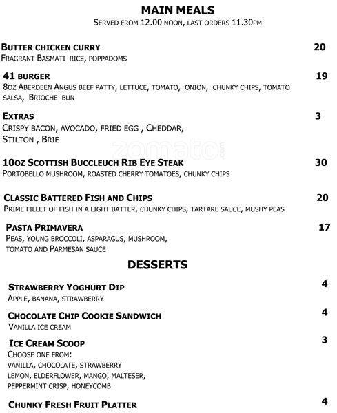 Menu at Executive Lounge, Conrad Hotel restaurant, London, 1st Floor