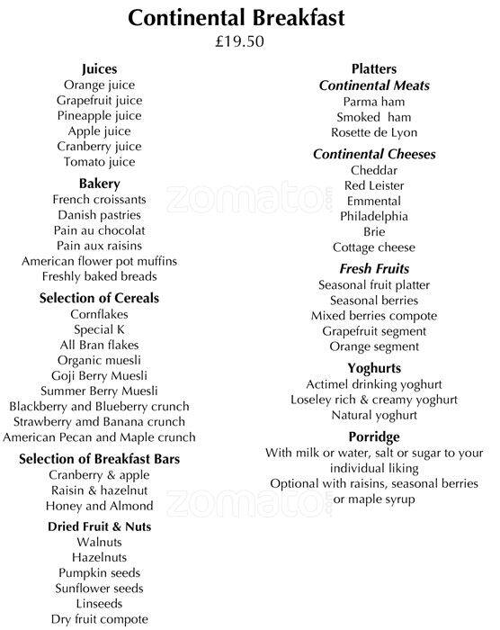 Menu at Executive Lounge Marriott pub & bar, London, Marriott London ...