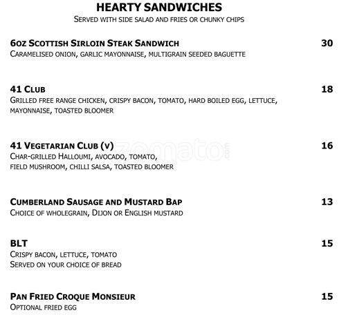 Menu at Executive Lounge, Conrad Hotel restaurant, London, 1st Floor