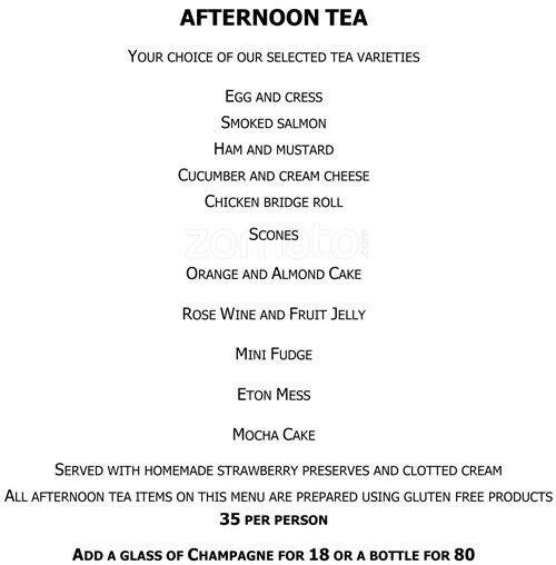 Menu at Executive Lounge, Conrad Hotel restaurant, London, 1st Floor