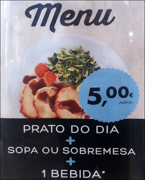 Menu em Pingo Doce Paço de Arcos café, Paço de Arcos