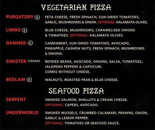 Menu at Hell Pizza pizzeria, Clayfield