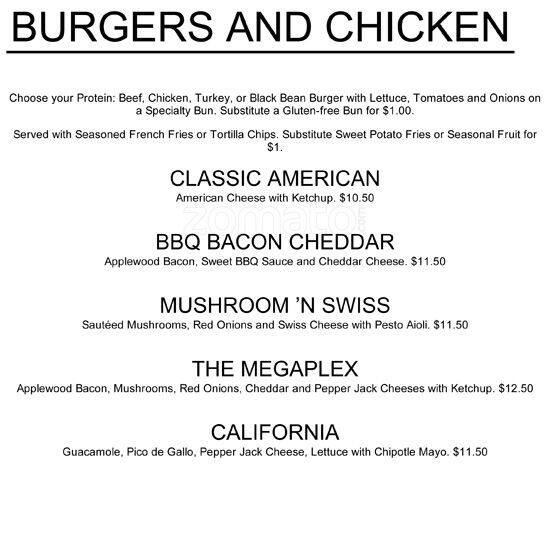 Menu at Studio Movie Grill pub & bar, Dallas, 13933 N Central Expy