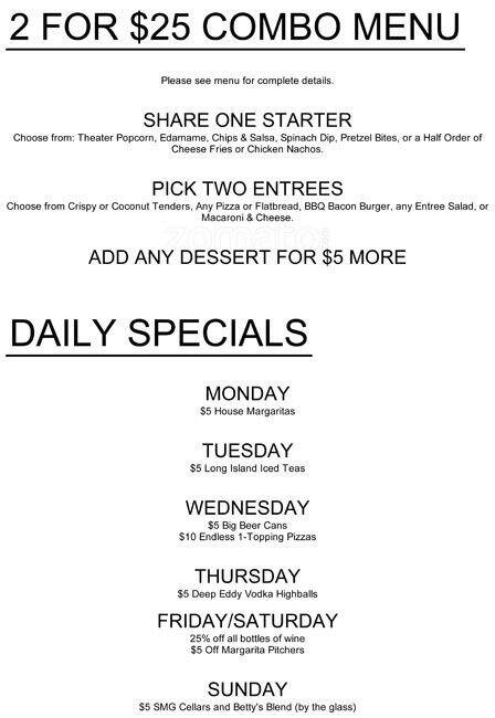 Menu at Studio Movie Grill pub & bar, Dallas, 13933 N Central Expy