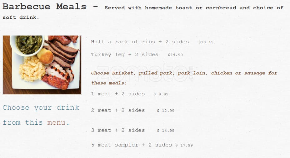 Menu at The Cube BBQ, Albuquerque, Central Ave SE