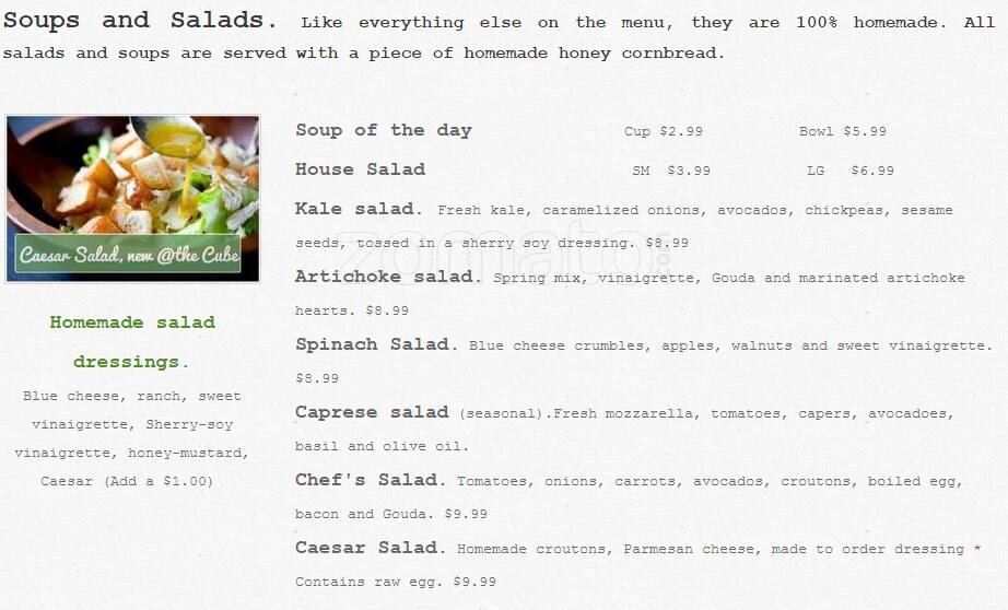 Menu at The Cube BBQ, Albuquerque, Central Ave SE