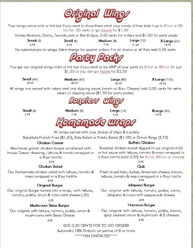 Menu at 3rd Base Grill pub & bar, Huntsville, Hwy 72 E