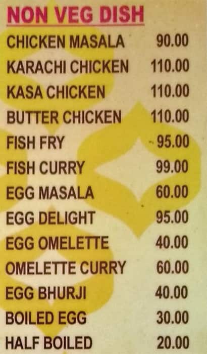Menu at The Bihari Dhaba, Chennai