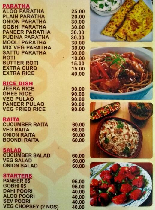 Menu at The Bihari Dhaba, Chennai