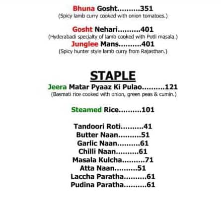 Menu at Sholay Kitchen, Kolkata