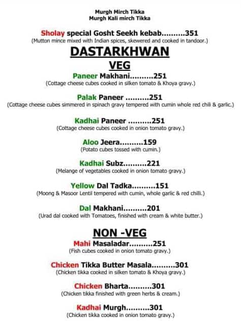 Menu at Sholay Kitchen, Kolkata